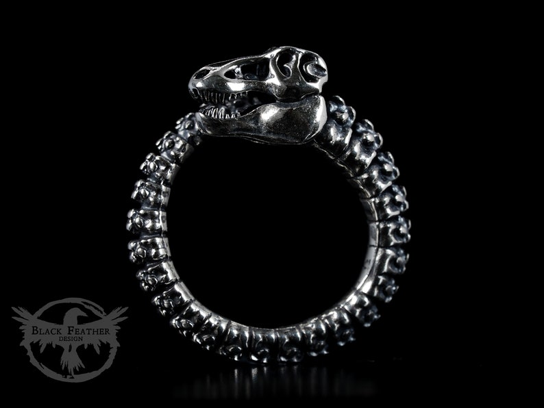Adjustable T-rex Fossil Ring Sterling Silver Dinosaur Ring - Etsy UK