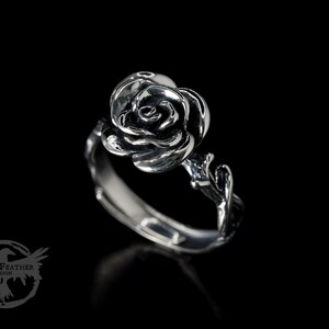 925 Sterling Silver Enchanted Rose Ring - Adjustable Rose Flower ...