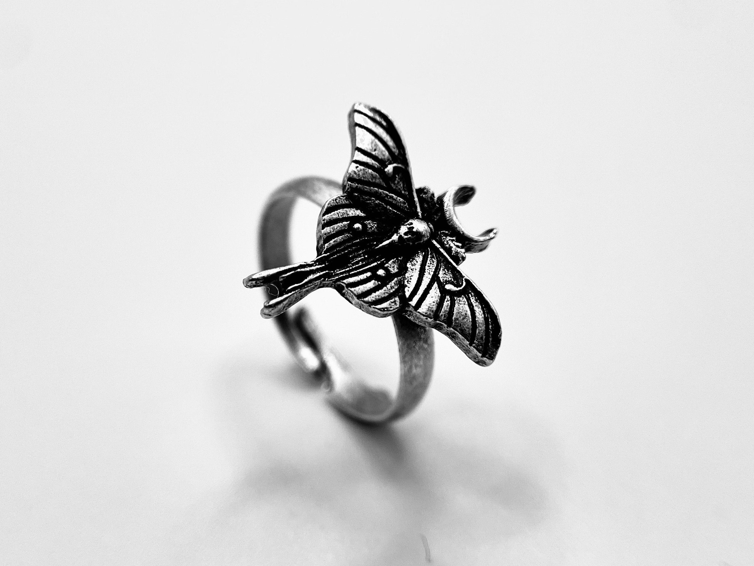 Deaths Head Luna Moth Bug Ring Adjustable Gothic Ring - Etsy UK