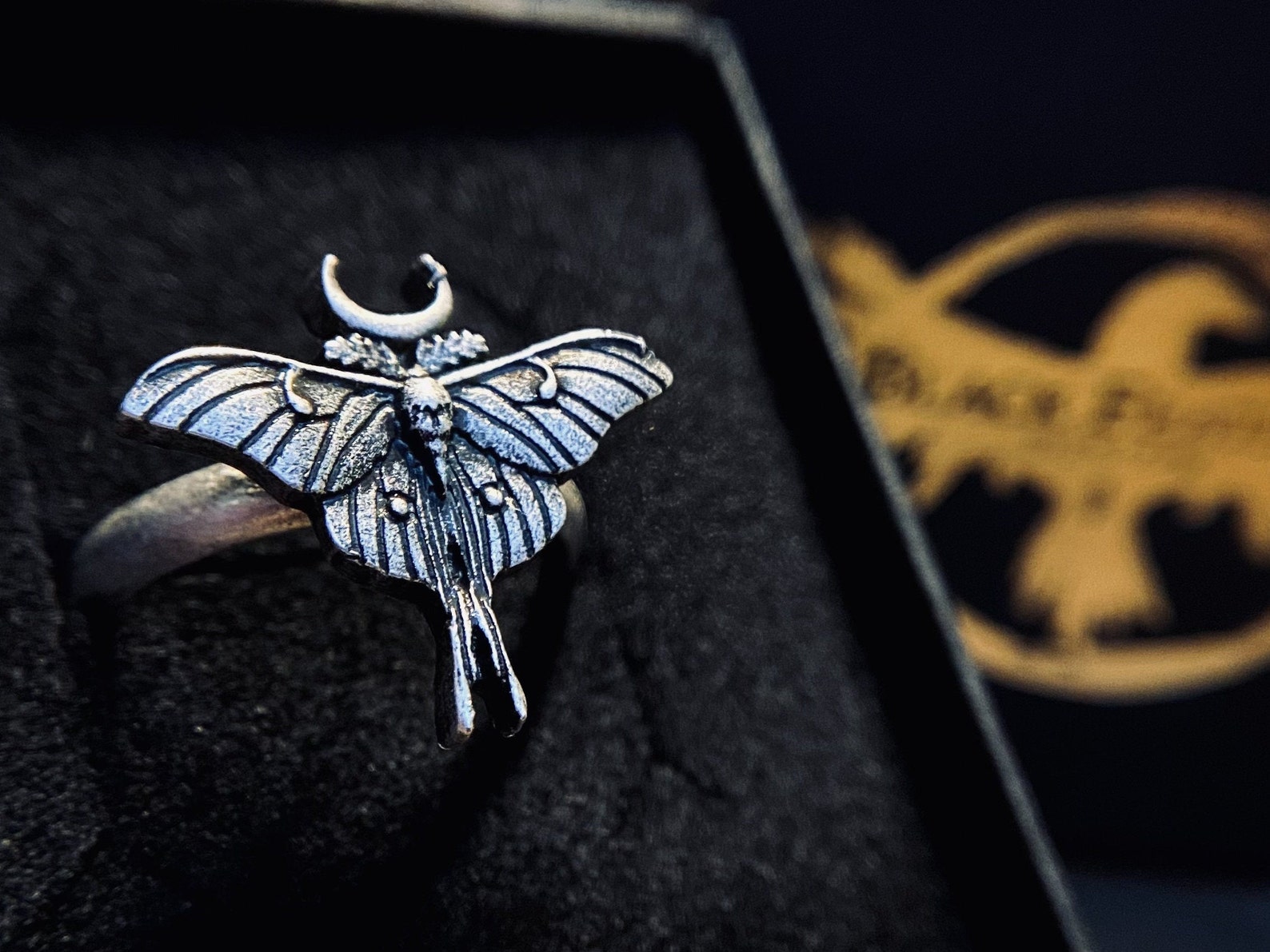 Deaths Head Luna Moth Bug Ring Adjustable Gothic Ring - Etsy UK