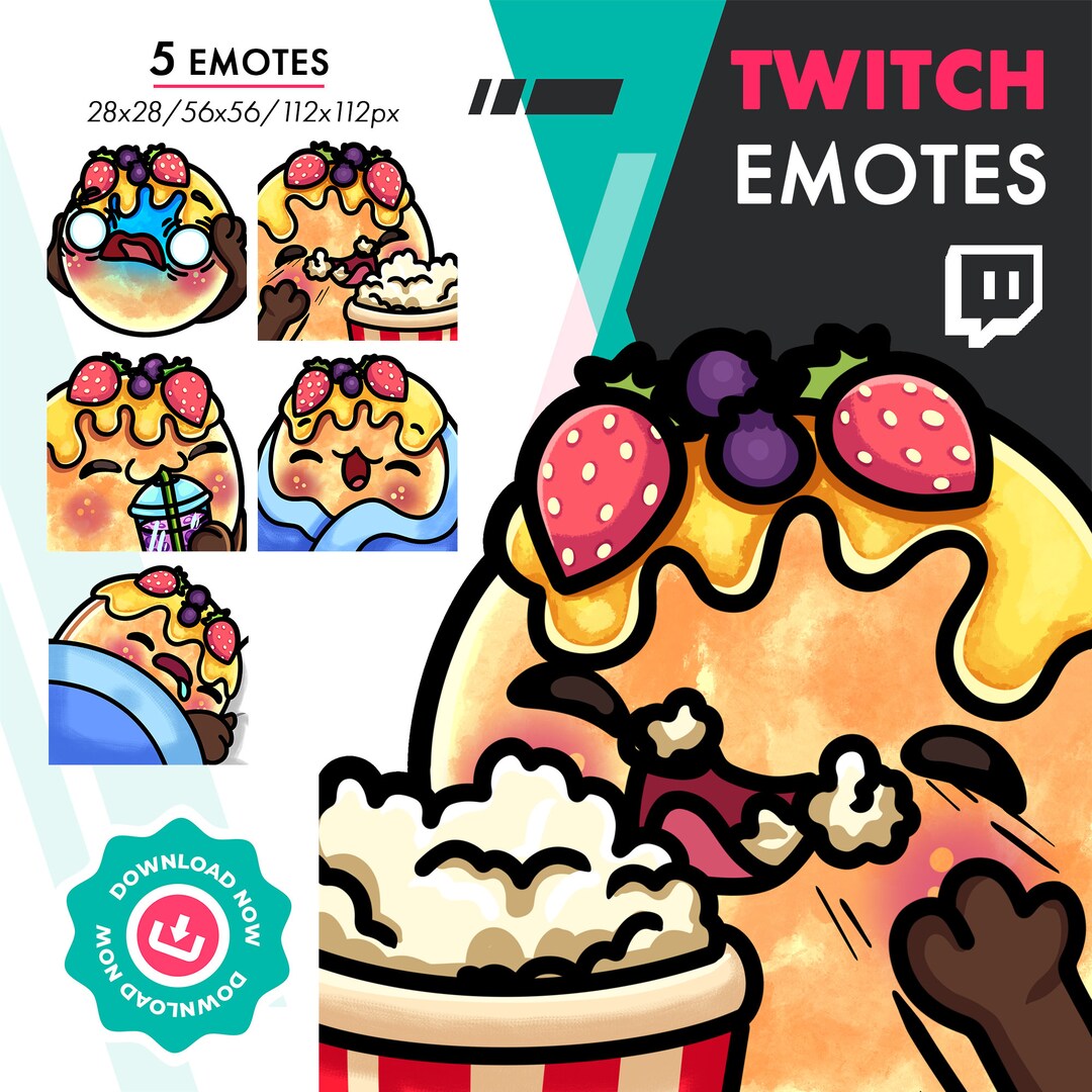 Twitch Pancake Emotes Set 5 Cute Chibi Pancake Emotes Pack for Youtube ...