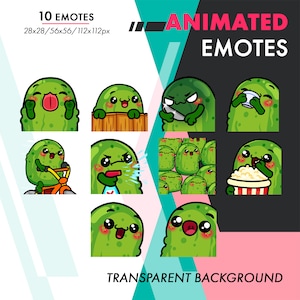 Animated Pickle Emotes Pack 2, 10 Cute Gherkin Spray Bottle, Popcorn ...