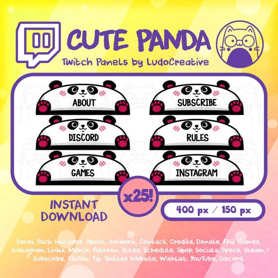 Cute Panda Twitch Panels 8 Bit Pixel Panda Panels Pack for Youtube ...