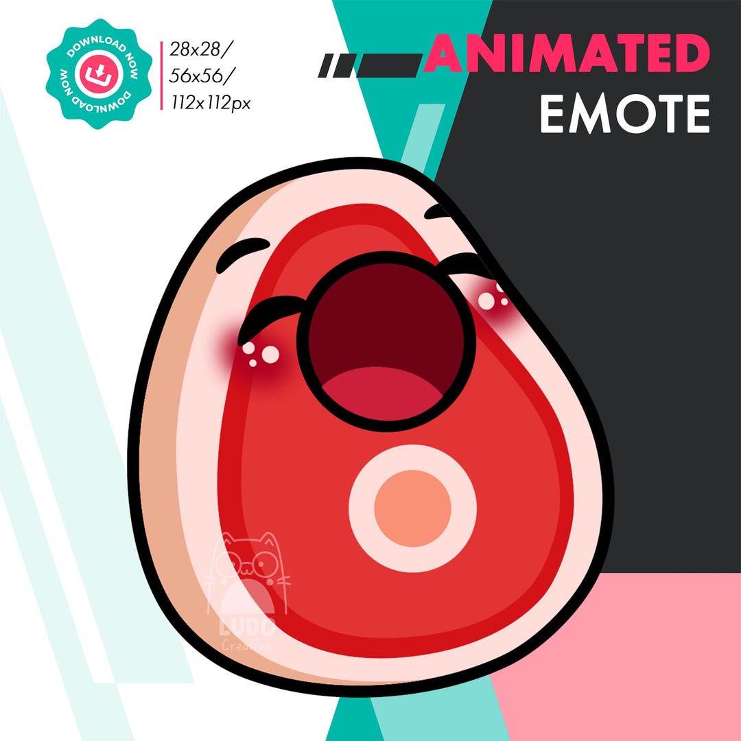 Animated Steak POP Emote, Cute Food Emote for Twitch Youtube Discord ...