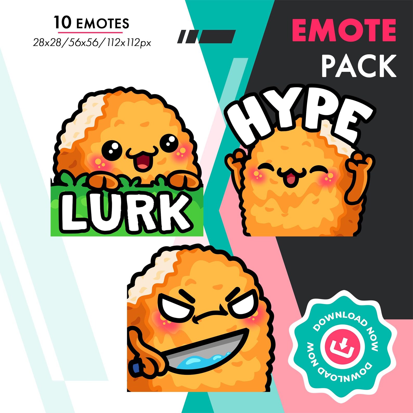 Chicken Nugget Emote Bundle, 10 Cute Twitch Fried Chicken Rip, Cozy ...
