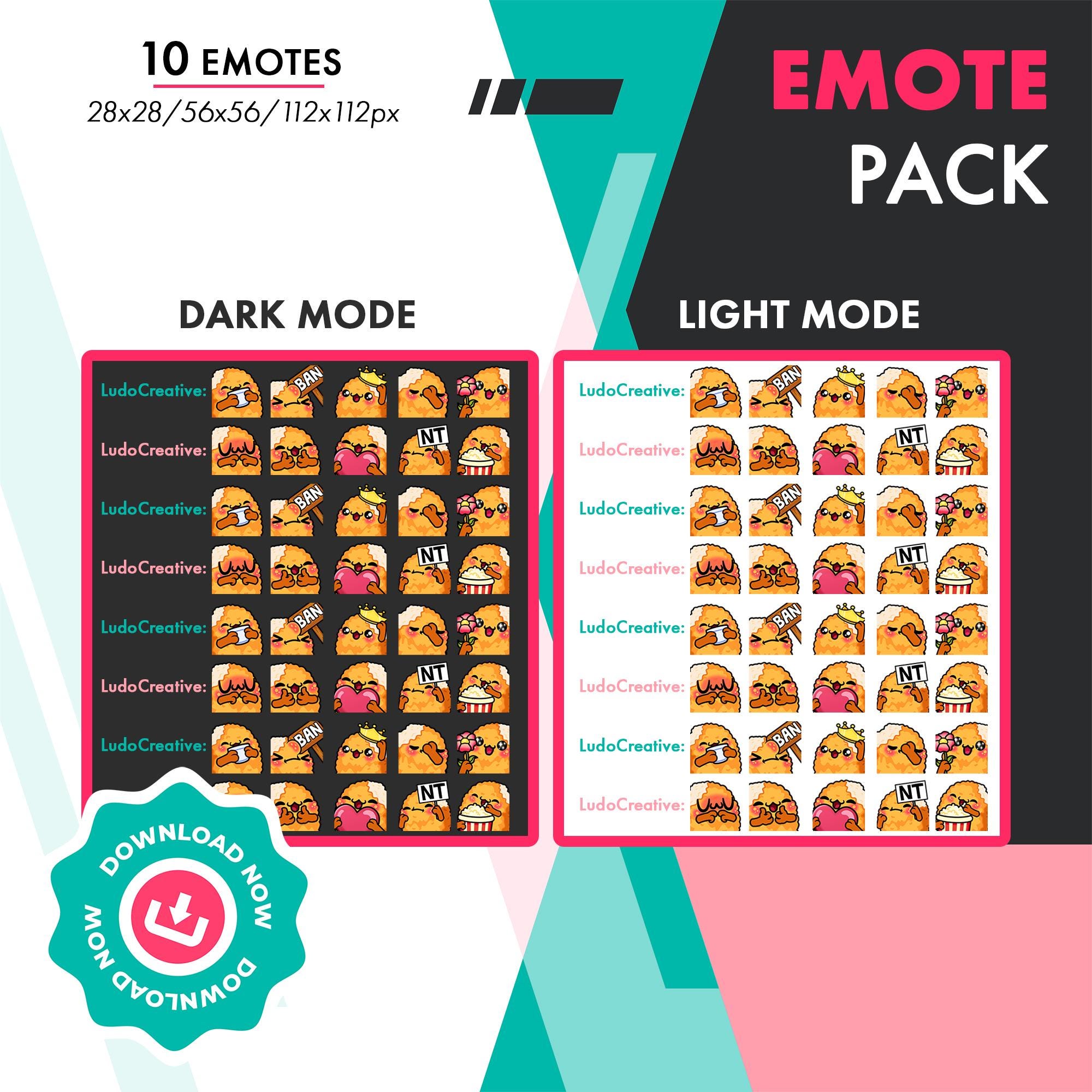 Chicken Nugget Emote Bundle 2, 10 Cute Twitch Fried Chicken Heart, Uwu ...
