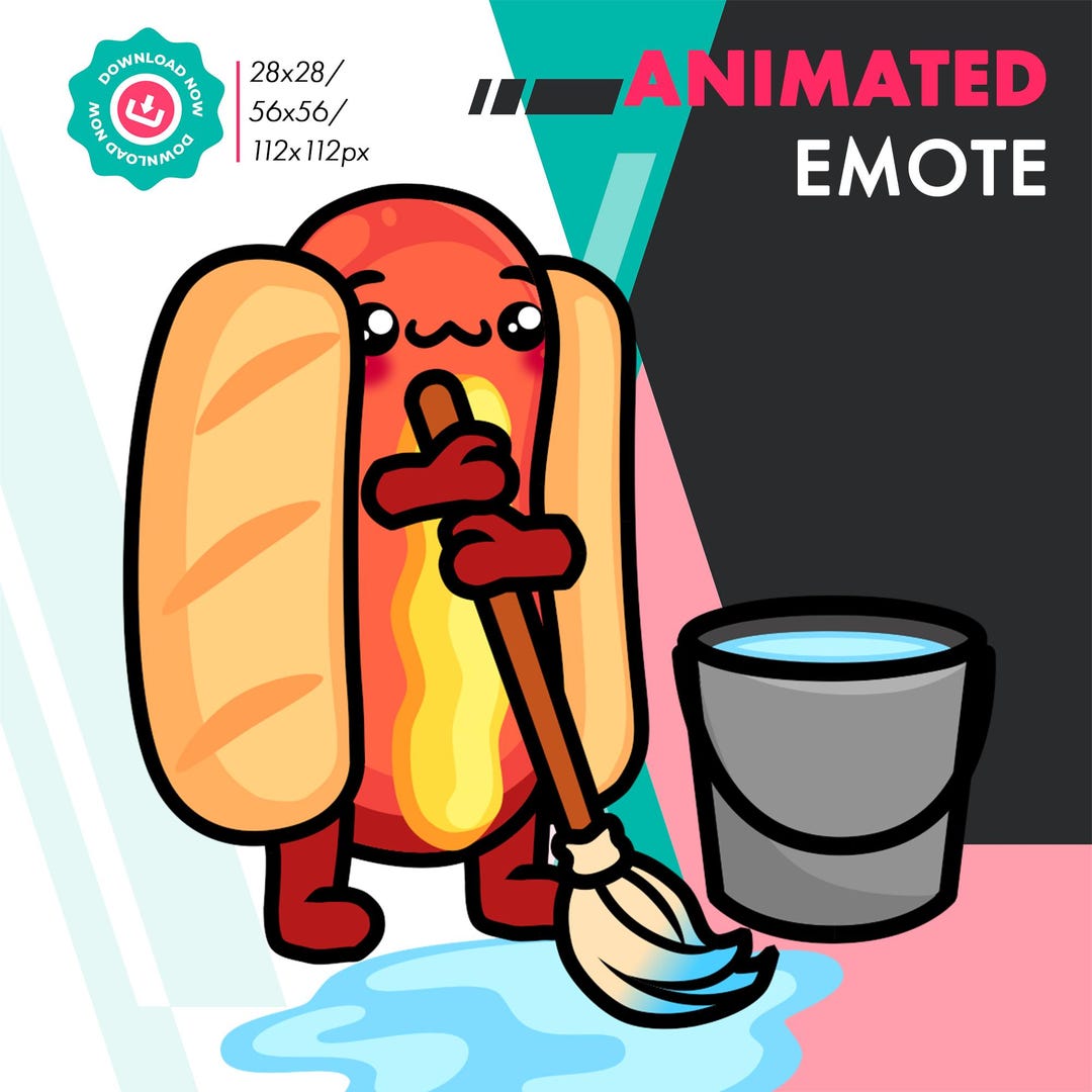 Animated Hotdog Clean Emote, Cute Sausage Modtime Emote for Twitch ...