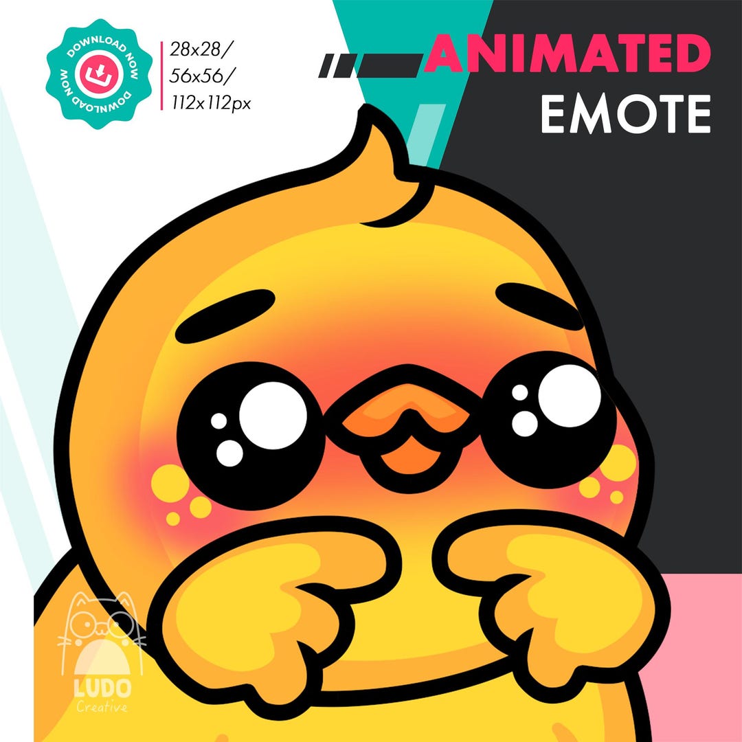 Animated Duck Shy Emote, Kawaii Animal Fingers Touching Emoji for ...