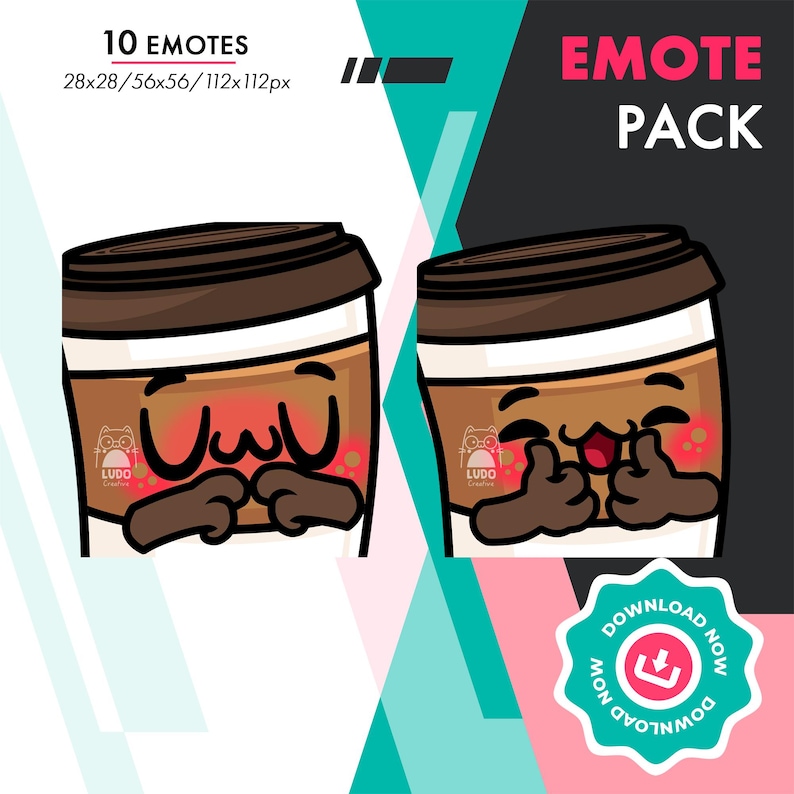 Coffee Emote Bundle, 10 Cute Paper Cup Heart, Hype, Lurk Still Emote ...