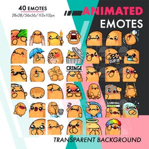 40 Animated Potato Emotes Pack 2, Mega Cute Potato Love, Wave, Cringe ...