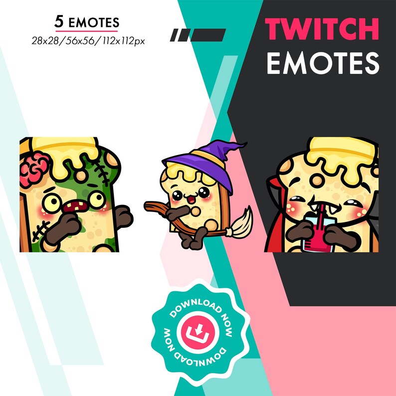 Halloween Toast Emote Pack, Cute 5 Zombie, Ghost, Pumpkin Bread Emote ...