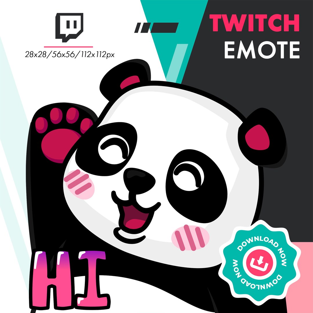 Twitch Panda Emote Cute Hi Emote for Subscribers Twitch Youtube Discord ...