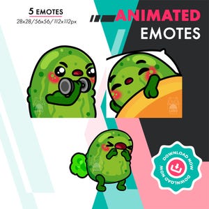 Animated Pickle Emotes Pack 16, 5 Cute Pickle Gym, Eyes on You, Sleep ...