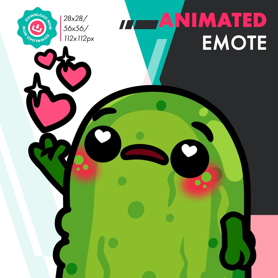 Animated Pickle Love Emote, Cute Pickle Heart Emote for Twitch Youtube ...