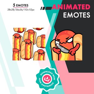 Animated Hotdog Emotes Pack, 5 Cute Sausage Wiggle, Raid, Knife Emote ...