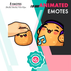 Animated Potato Emotes Pack 1, 5 Cute Potato Pop, Steer, Raid Emote Set ...