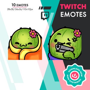Twitch Cactus Emotes Bundle, 10 Cute Succulent Emotes Pack for Youtube ...