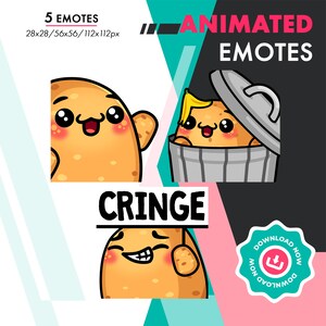 Animated Potato Emotes Pack 10, 5 Cute Trash Potato, Yawn, Rolling ...