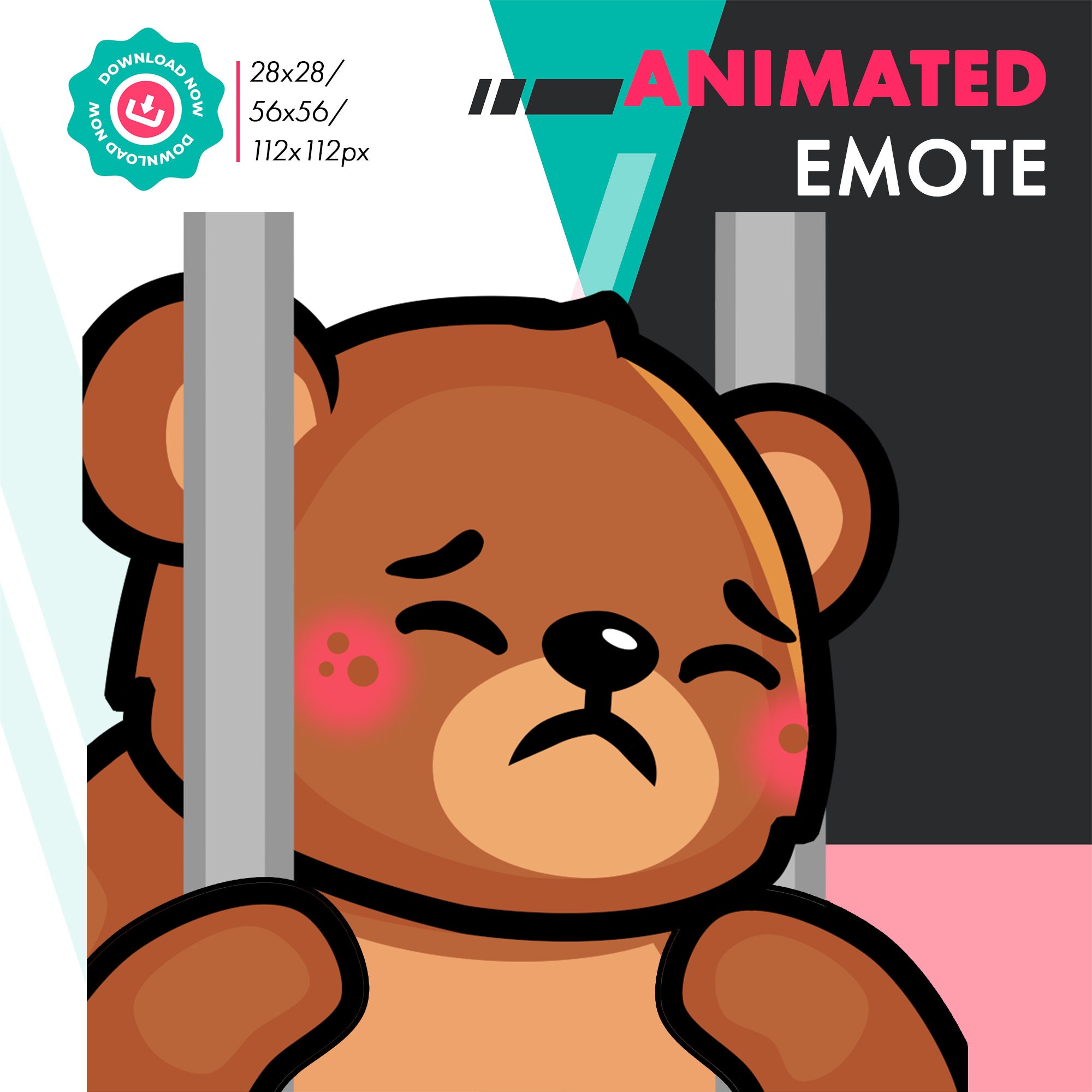 Animated Teddy Bear Emote, Cute Jail Emote for Twitch Youtube Discord ...