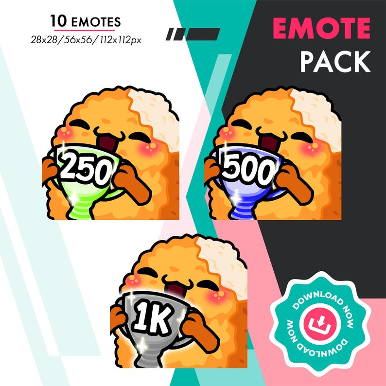 Nugget Bit Emote Pack, Cute 10 Fried Chicken Trophy Bit, Tier Emote Set ...