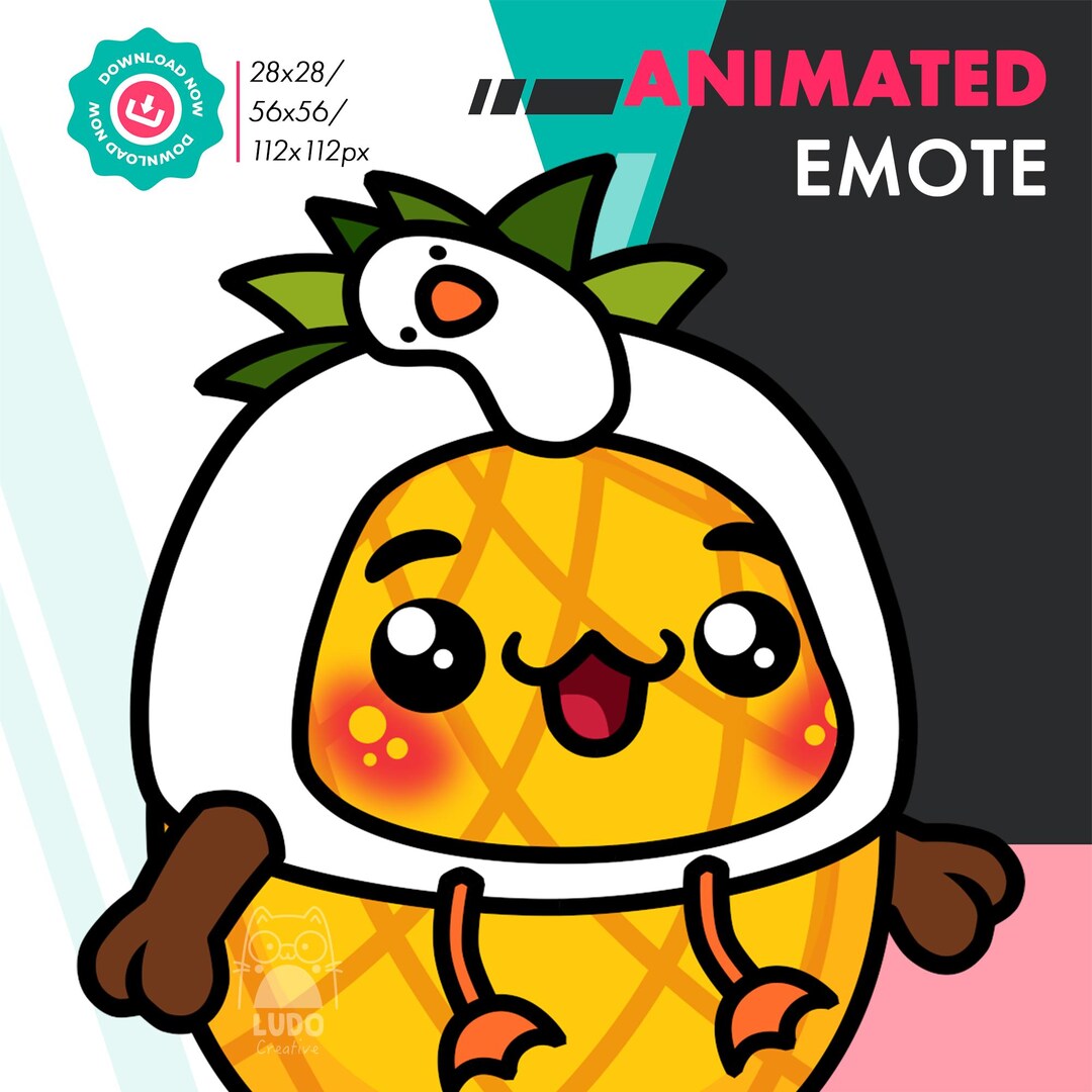 Animated Pineapple Duck Hat Emote, Kawaii Fruit Wiggle GIF for Twitch ...