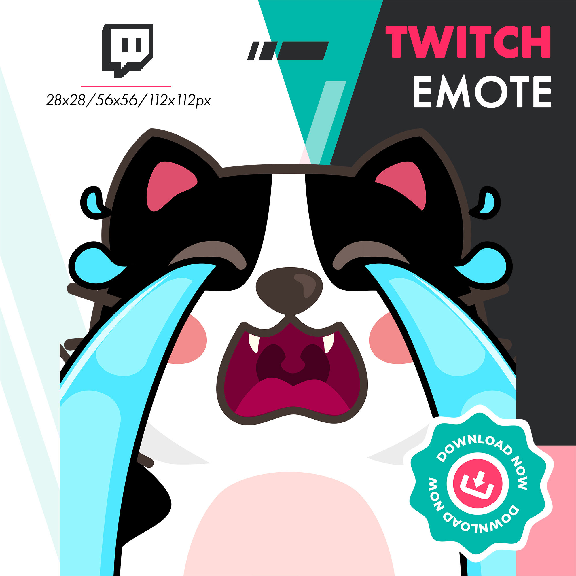 Twitch Cat Emote Cute Cartoon Cat Cry Emote for Twitch - Etsy