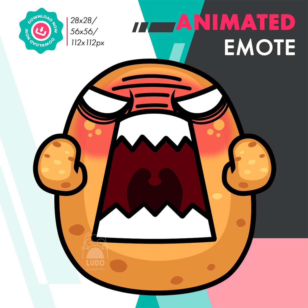 Animated Potato Rage Emote, Cute Potato Angry Emote for Twitch Youtube ...