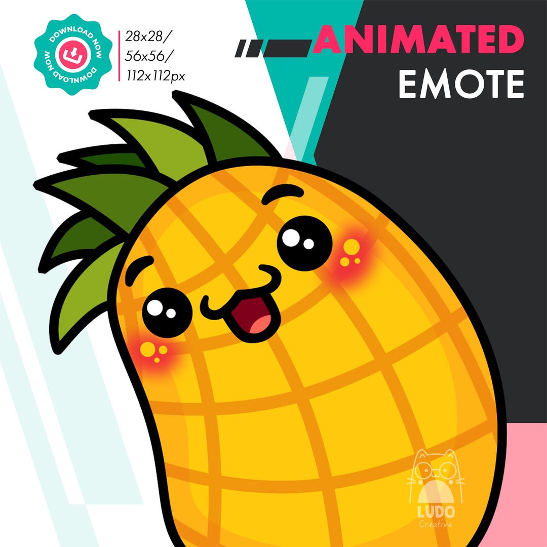 Animated Pineapple Wiggle Emote, Cute Fruit Bobble Emote for Twitch ...