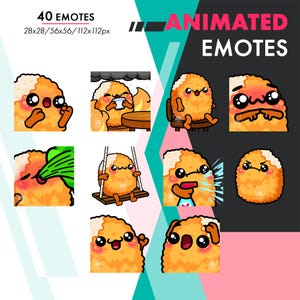 40 Animated Nugget Emotes Pack, Mega Cute Fried Chicken Steer, Wiggle ...