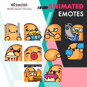 40 Animated Potato Emotes Pack, Mega Cute Potato Steer, Wiggle, Spray ...