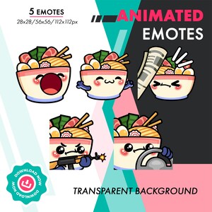 Animated Ramen Emotes Pack, 5 Cute Noodle Steering Wheel, Dance, Bonk ...