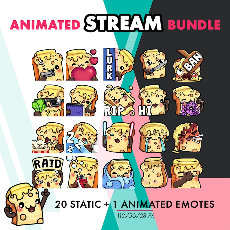 Mega Animated Toast Stream Package, Twitch Bread Overlays, Animated ...