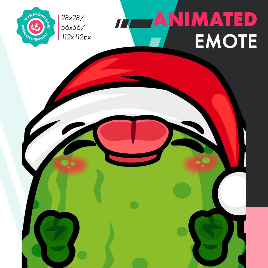 Animated Christmas Pickle Lick Emote, Cute Festive Gherkin Tongue Emote ...