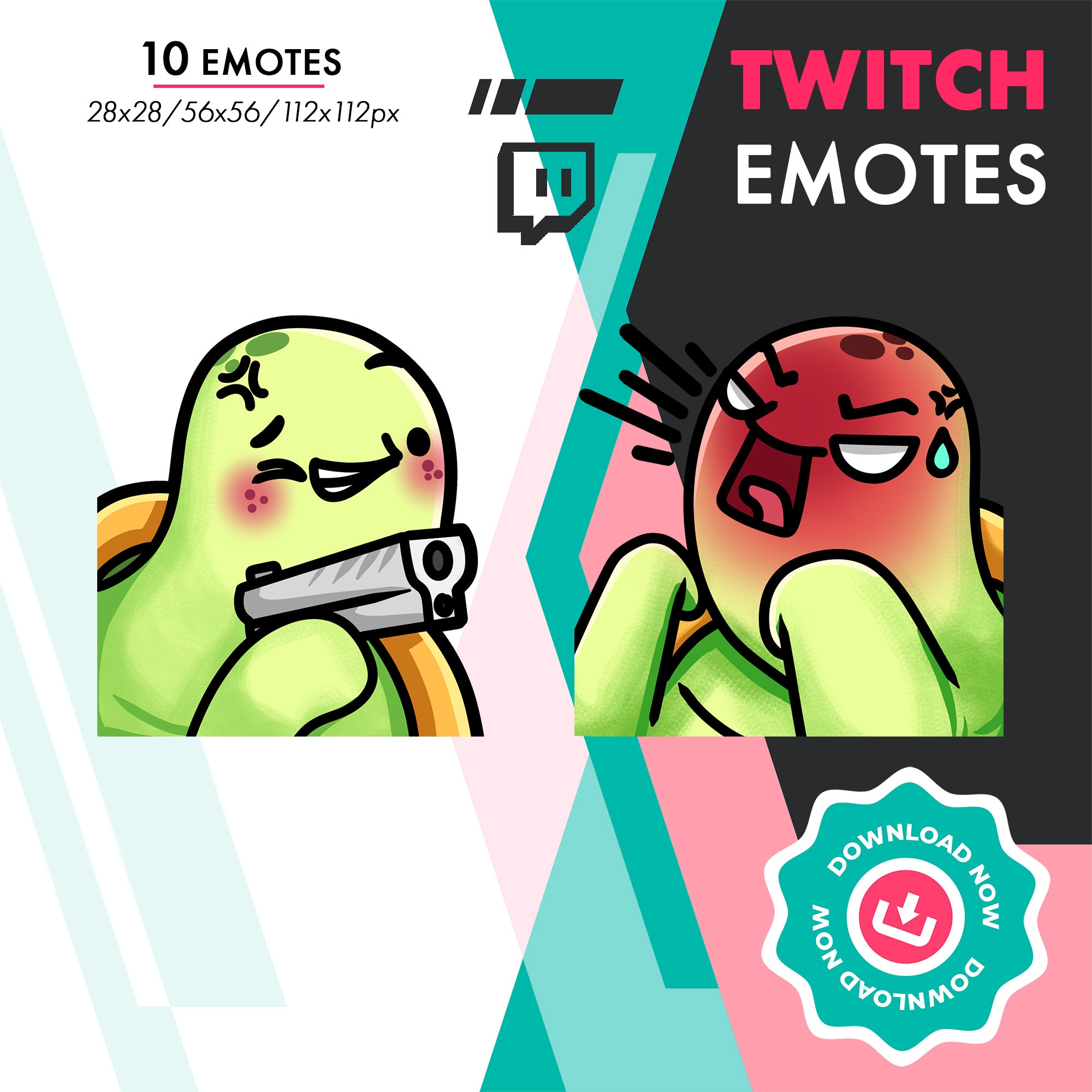 Twitch Turtle Emote Pack | Cute Tortoise RIP, GG, Hype Emote for Twitch ...