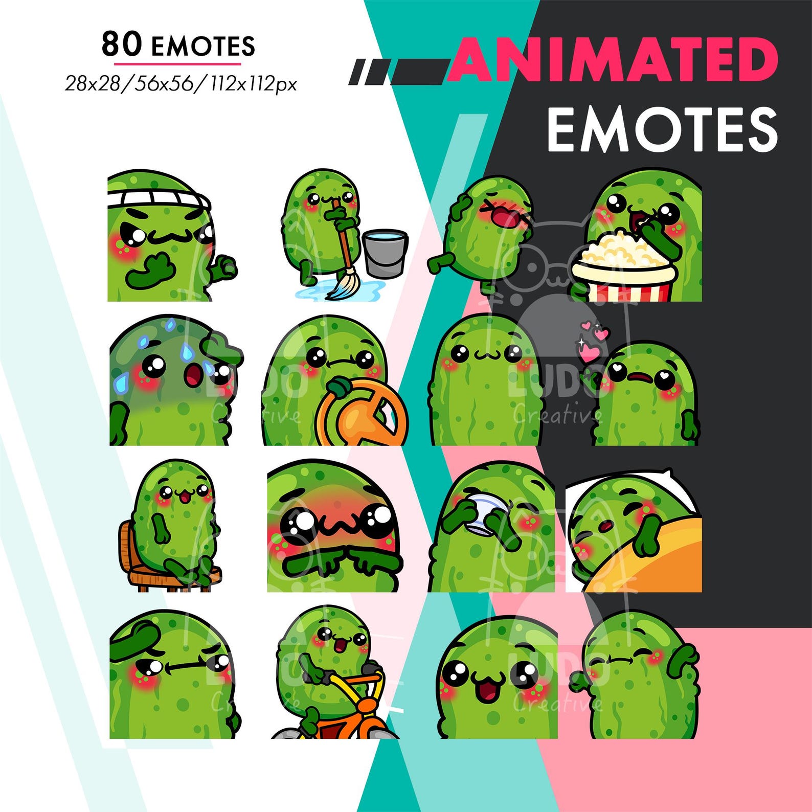 80 Animated Pickle Emotes Pack, Ultimate Cute Cucumber Steer, Wiggle ...