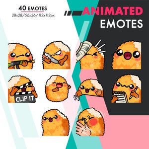 40 Animated Nugget Emotes Pack, Mega Cute Fried Chicken Steer, Wiggle ...