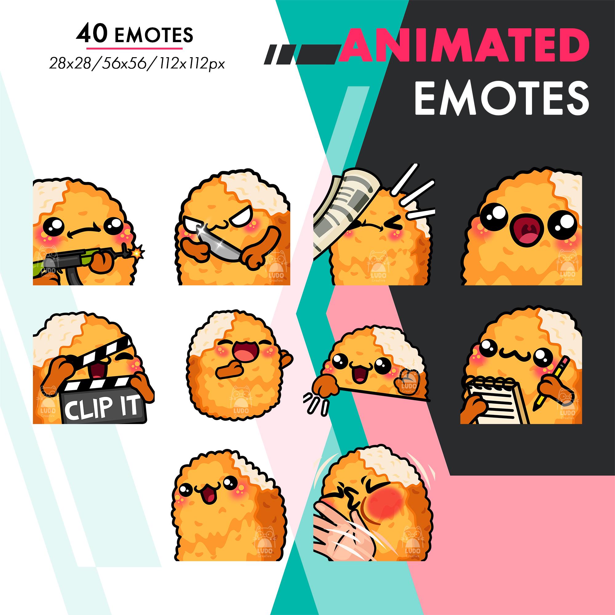 40 Animated Nugget Emotes Pack, Mega Cute Fried Chicken Steer, Wiggle ...