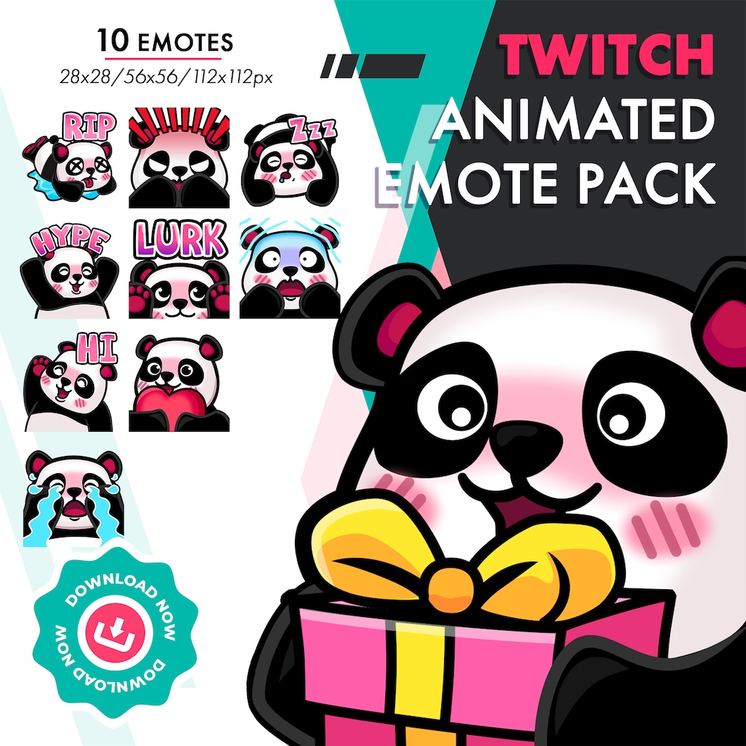 Animated Panda Emotes Pack, Cute Twitch Panda Emote Set for Streamers ...