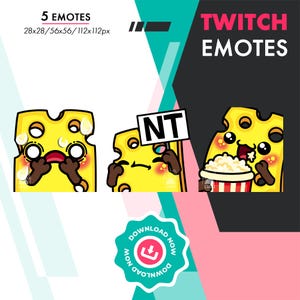 Cheese Emote Pack 4, Cute 5 Cheddar Slice Noted, NT, Eating Popcorn ...