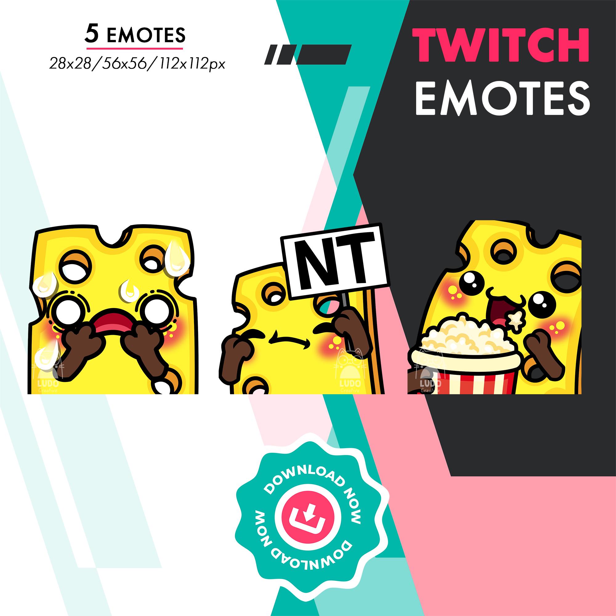Cheese Emote Pack 4, Cute 5 Cheddar Slice Noted, NT, Eating Popcorn ...