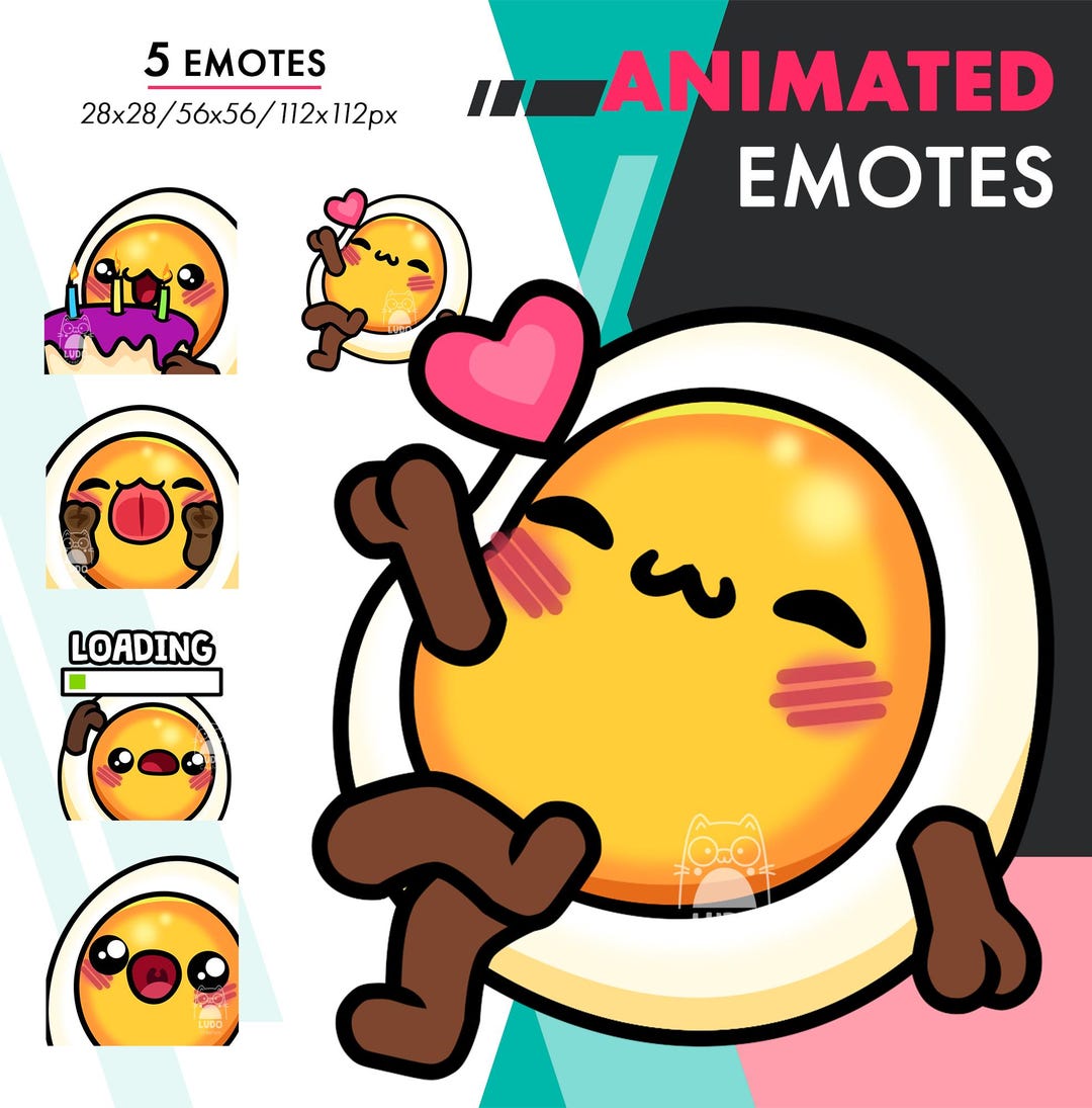 Animated Boiled Egg Emotes Pack, 5 Kiss, Lick, OMG Digital GIF Set for ...