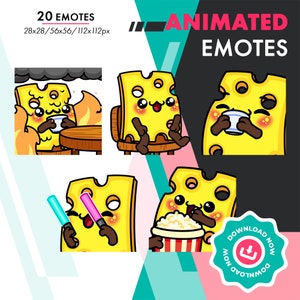 Mega Animated Cheese Emotes Pack, 20 Cute Cheddar Slice Steer, Bobble ...
