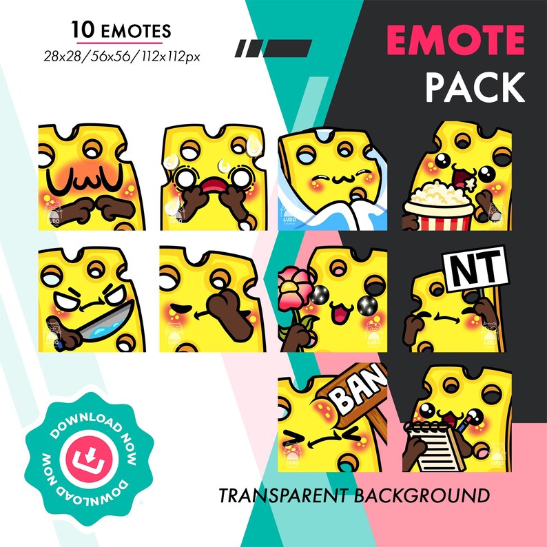 Cheese Emote Pack 2, 10 Cute Twitch Cheddar Slice Facepalm, Ban ...
