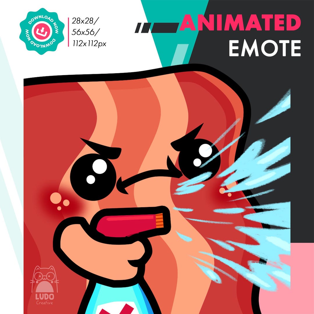 Animated Bacon Spray Bottle Emote, Cute Food Bad Emote for Twitch ...