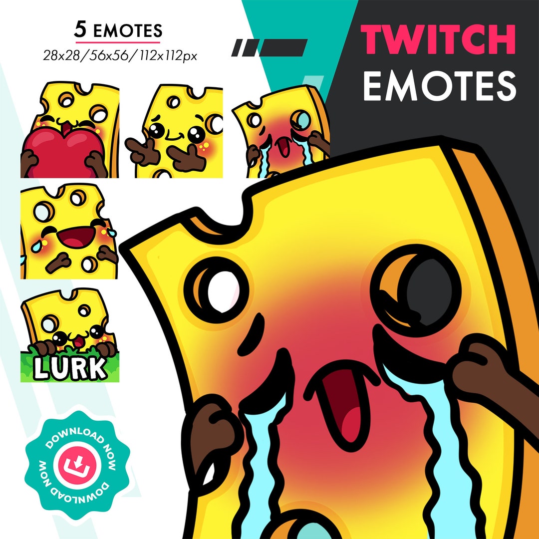 Cheese Emote Pack 2, Cute 5 Cheddar Slice Lurk, Finger Gun, Laugh Emote ...