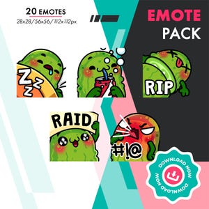 Mega Pickle Emote Pack, 20 Cute Gherkin Heart, Raid, Hype, Rip Static ...