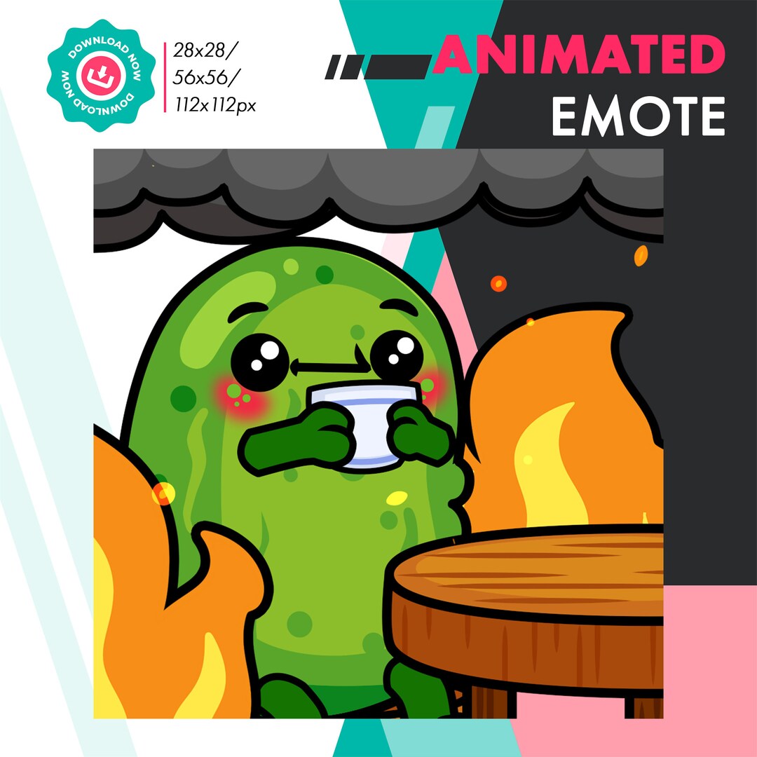 Animated This is Fine Emote, Cute Pickle I'm Fine Emote for Twitch ...