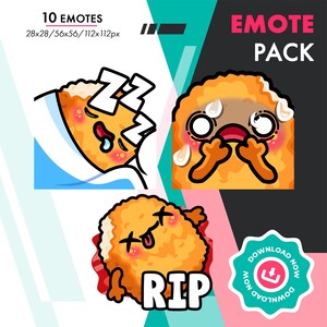 Chicken Nugget Emote Bundle, 10 Cute Twitch Fried Chicken Rip, Cozy ...