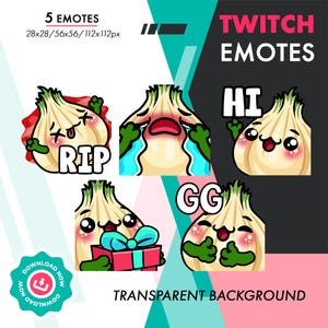 Garlic Emote Pack, Cute 5 Garlic GG, Hi, Rip Emote Set for Twitch ...