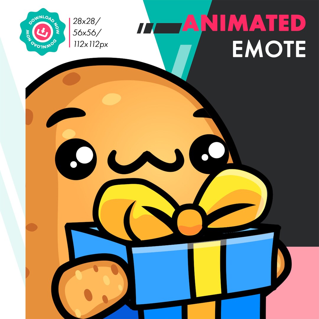 Animated Potato Gift Emote, Cute Potato Present Emote for Twitch ...